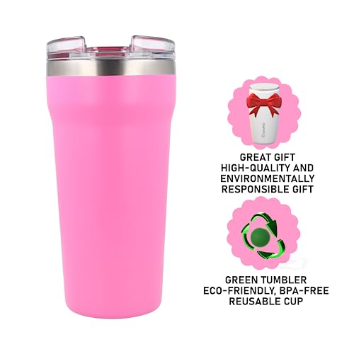 HomeRod 18 oz Stainless Steel Travel Insulated Tumbler Cup for Hot and Cold Drinks, Coffee Mug with Lid (Magenta Pink)