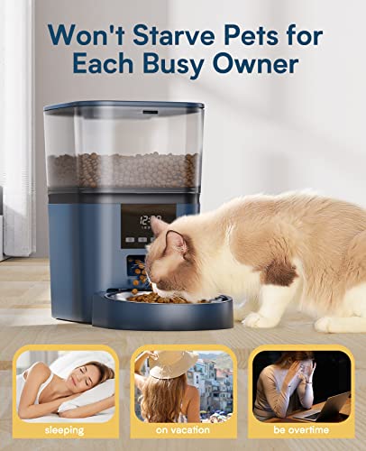 oneisall Automatic Cat Feeders, 17 Cup Timed Dry Food Dispenser for Cats Dogs Pets with Programmable Portion Control, Up to 50 Portions, 6 Meals per Day, Voice Recorder
