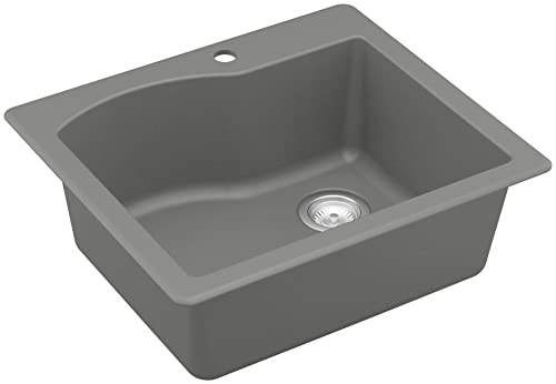 Karran Drop-In Quartz Composite 25 in. 1-Hole Single Bowl Kitchen Sink in White