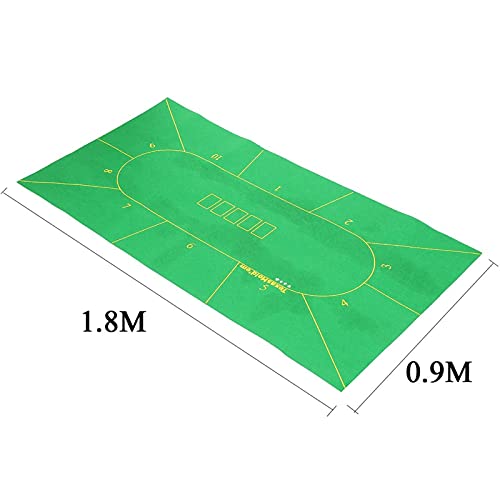 Felt Poker Tablecloth 180X90cm 10 Player Folding Felt Rotary Texas Holdem Poker Table Board Cloth Mat(Not Include Table)
