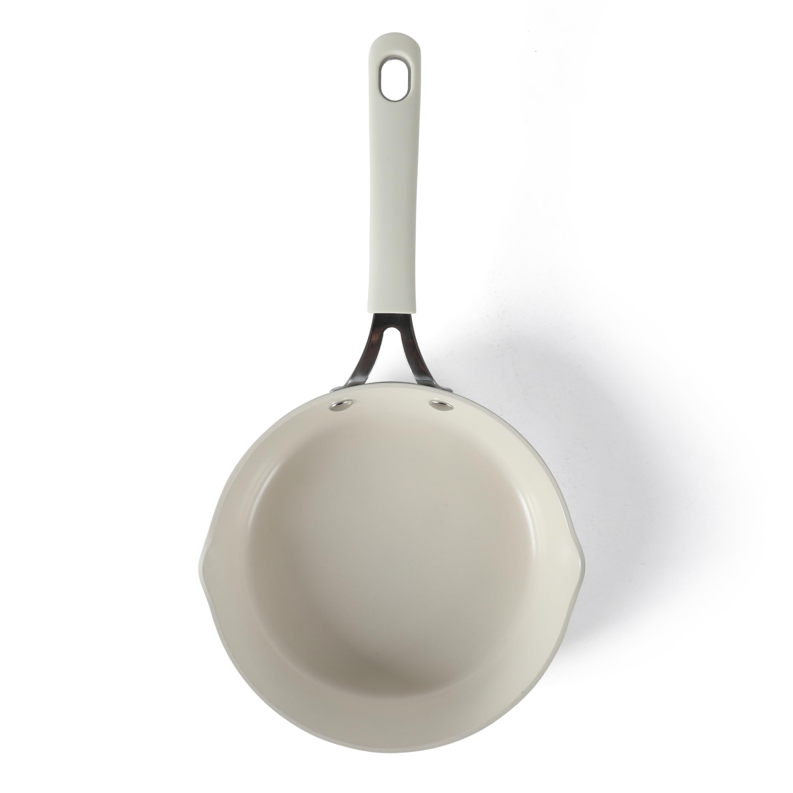 Martha Stewart Heathland 8 Inch Aluminum Fry Pan Cookware Non-Toxic Premium Ceramic Non Stick Frying Pan, Kitchen Egg Pan, Omelet Pan, Always Pan, Pots and Pans, Linen White, Induction Safe