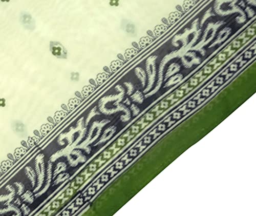 Peegli Cream Vintage Saree Floral Printed Dress Material Georgette Recycled Fabric Sari