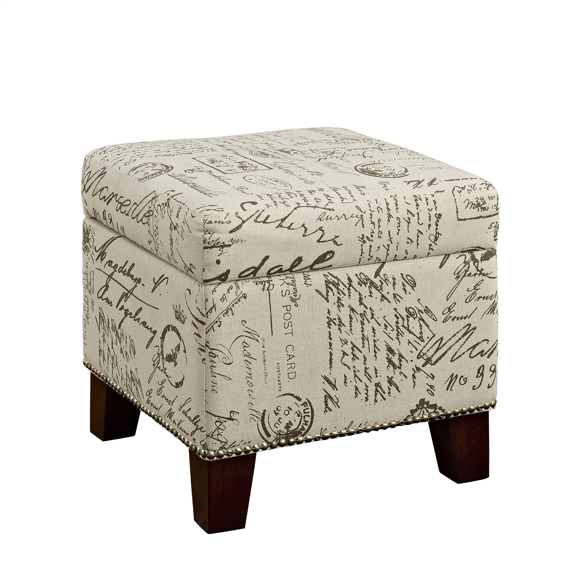 Dorel Living Blake Script Cube Storage Ottoman, Beige Pattern