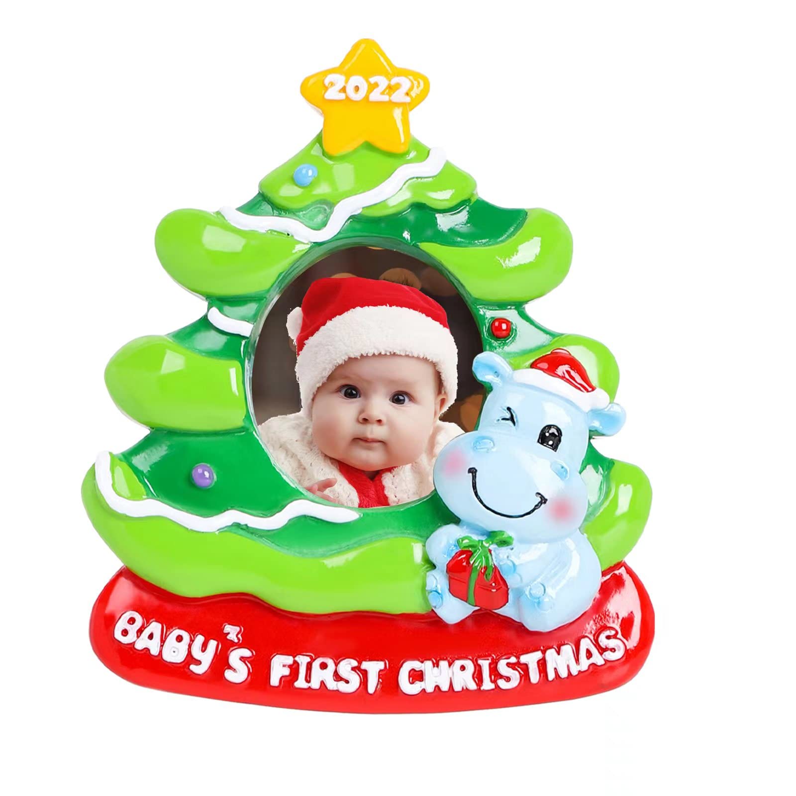 HERZOME Baby's First Christmas Picture Ornament 2022 Xmas Baby First Gift Keepsake for Newborn Baby Christmas Tree Ornament