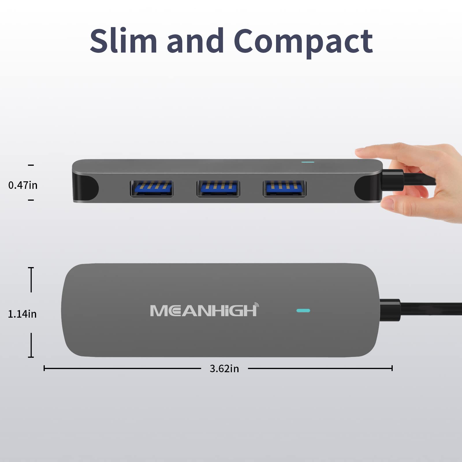 MEANHIGH USB C Hub 4-Port Type C 3.0 Adapter for Laptop USB Splitter USB C Docking Station Compatible with MacBook Mac Mini Surface Pro PS4 PC Flash Drive Mobile HDD