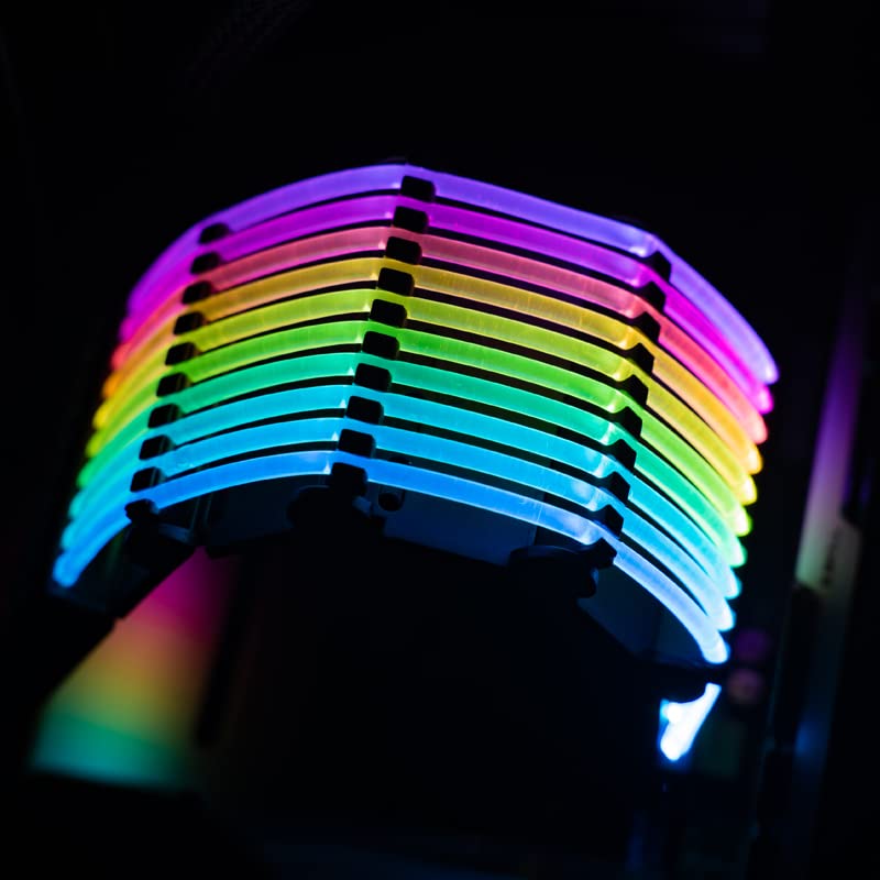 iHTP Power Supply Sleeved Cable, Customization 24 Pin ATX RGB Cable Extension Kit 18AWG, 5V 3Pin Synchronized Sleeved Cable for RGB Software