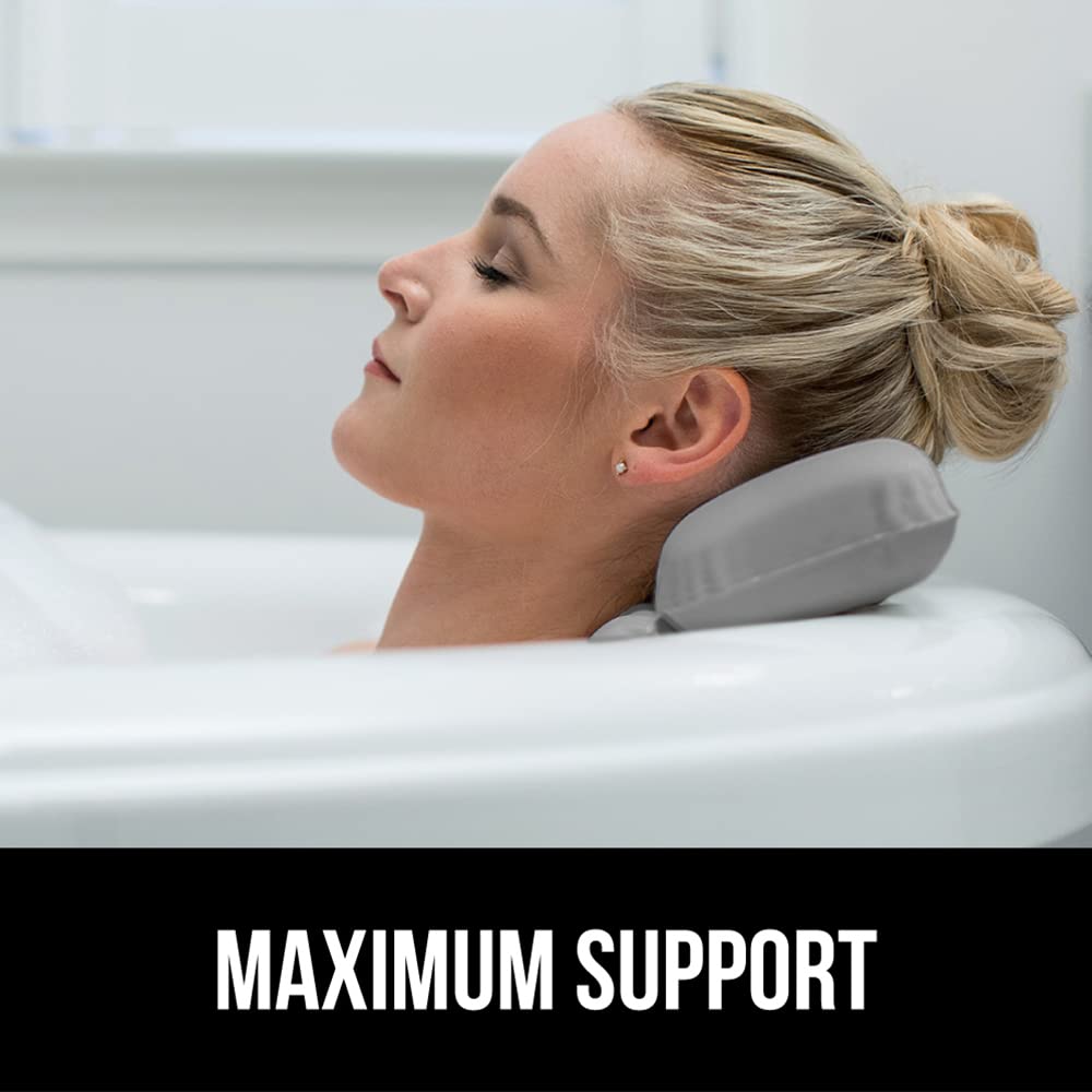 Gorilla Grip Bath Pillow for Tub, Comfortable Bathtub Pillows for Neck Head and Back Support, Strong Suction Waterproof Headrest, Cushion Rest for Curved or Straight Tubs, Spa Accessories, Spa Blue