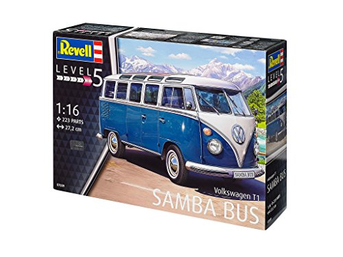 Revell 07009 Volkswagen T1 Samba Bus Model Kit, 1:16 Scale 27.2 cm, Multi-Color, 223