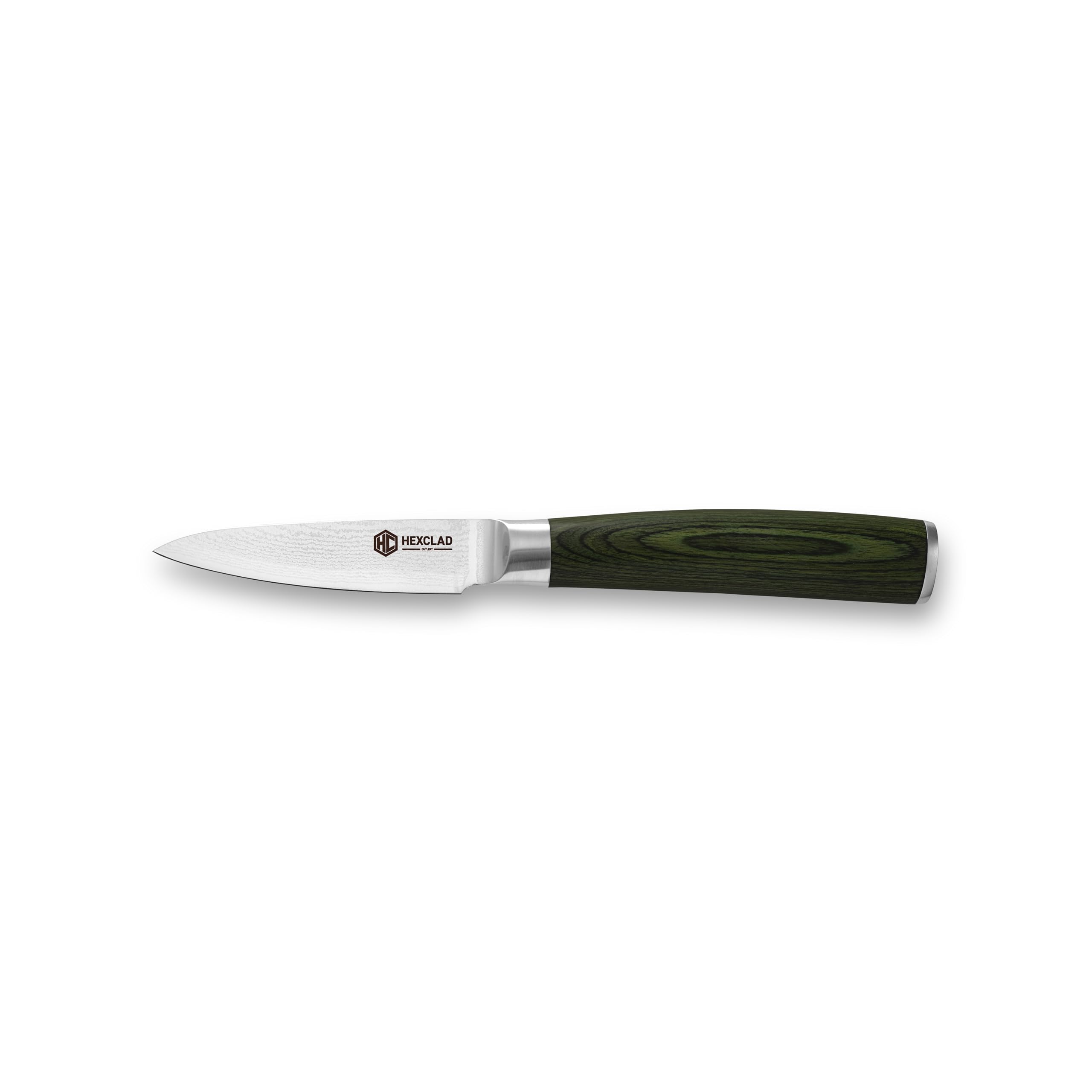 HexClad Paring Knife, 3.5-Inch Japanese Damascus Stainless Steel Blade, Pakkawood Handle