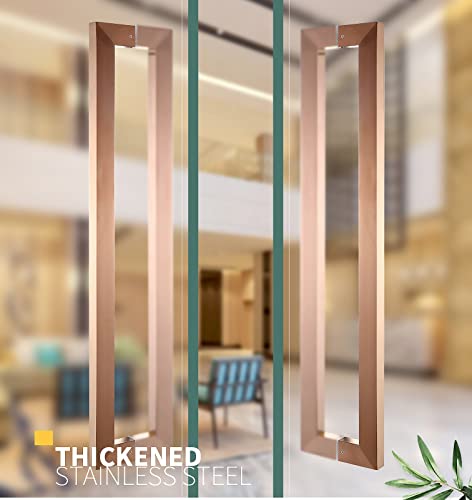 SUCHETA 60/80/100/120cm Square Entry Modern Door Handle,Modern Steel Push Pull Door Handle for Sliding Glass Shower/Barn Door/Interior Exterior Door,Fittings Included