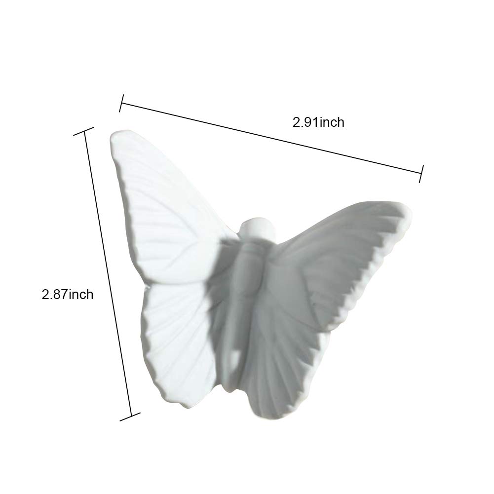 Dorlotou Ceramic Butterfly White Wall Decor Hanging Gift for Home Livingroom Garden Wall Sculptures,One Pair Small