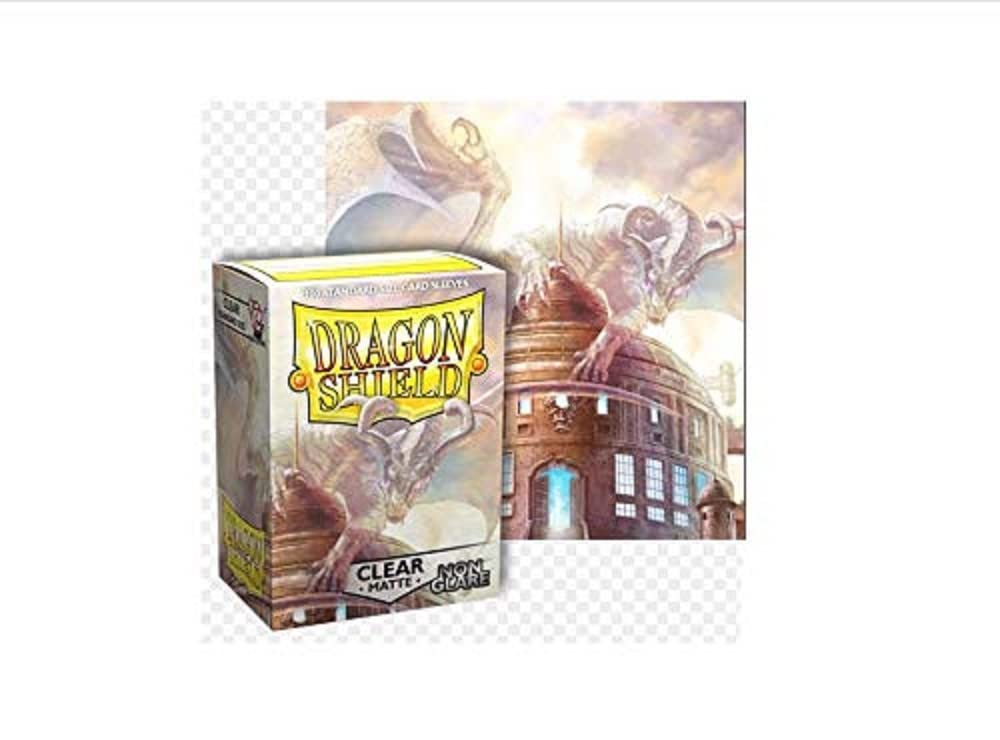 Dragon Shield Standard Size Sleeves – Matte Clear Non-Glare 100CT - Card Sleeves are Smooth & Tough - Compatible with Pokemon, Yugioh, & Magic The Gathering Card Sleeves – MTG, TCG, OCG, (ART11801)