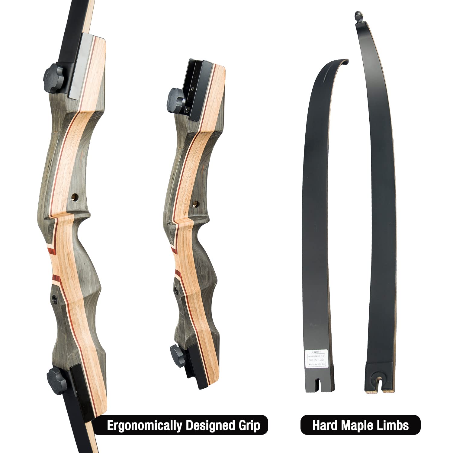 DJH ARCHERY 62" Takedown Recurve Bow Archery For Hunting Targeting Shooting Adults & Youth Beginner Right Handed Laminated Wooden Riser With Quick Locking Design Draw Weight 25-50LBS(40LB, Right Hand)