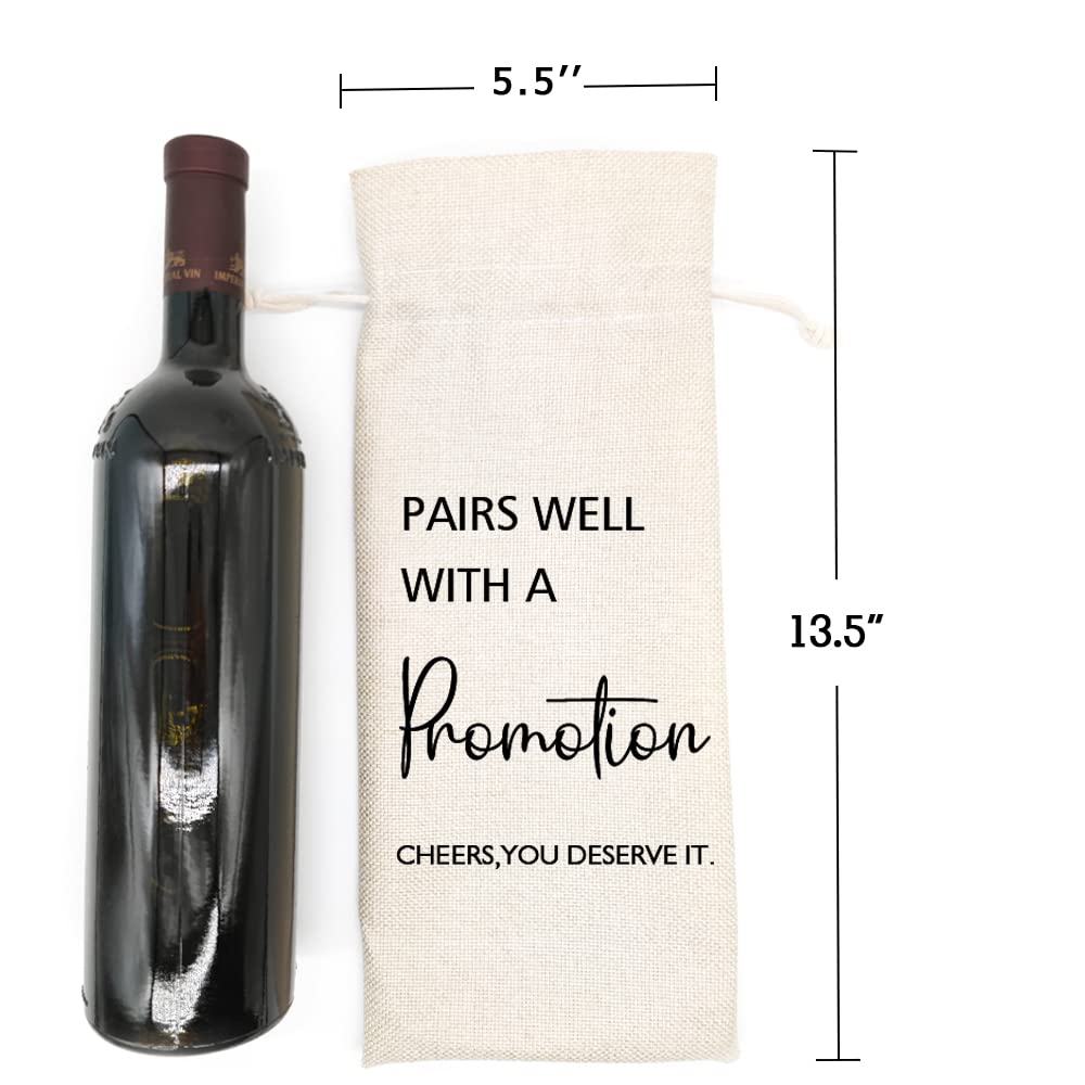 New job wine Bag, Promotion Gift, New Job Gift for her, Gift for him, Retirement Gift, Congratulations New Job Wine Bag - Burlap Drawstring Wine Bag