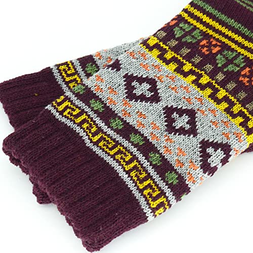 Fly love 5 Pairs Womens Vintage Wool Socks Winter Warm Hiking Thick Thermal Boot Crew Comfy Sock 5-8 (Style C)