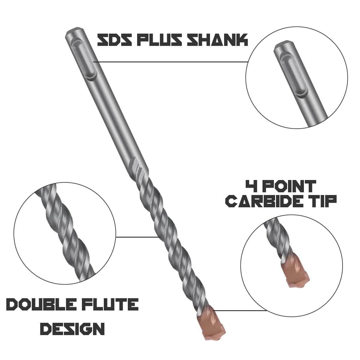 Owl Tools 1/2 Inch Masonry Drill Bits (2 Pack - 6" Length Industrial Grade) Carbide Tipped Easily Cuts Through Concrete, Cement, Block, Stone, & More!