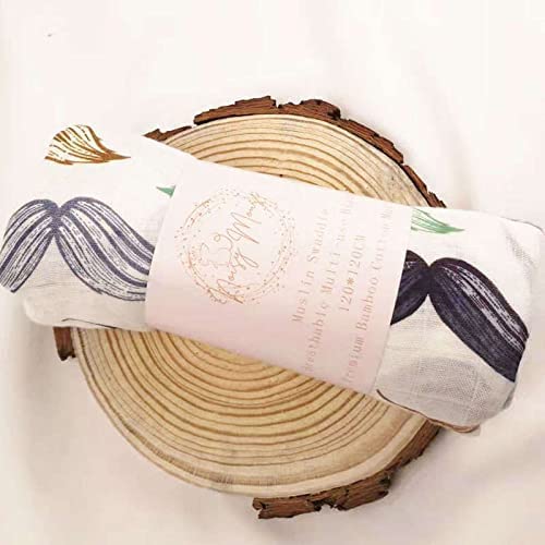 Noisy Mouse 47" x 47" Muslin Swaddle Blanket. 70% Bamboo, 30% Cotton. Little Man Mustache Patternā¦