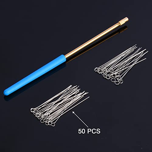 stonylab Inoculating Loops, 1 Reusable Inoculating Holder and 50 pcs Nichrome Inoculating Loops for Lab Microbiology