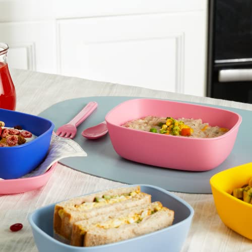 Sugarcane Kids Bowls 5Pack (27oz) - Natural Plastic Dishes for Toddler to Big Kids - Fried Rice & Noodles β Microwaves & Dishwasher Safe β BPA Free, Unbreakable, Reusable - Multi