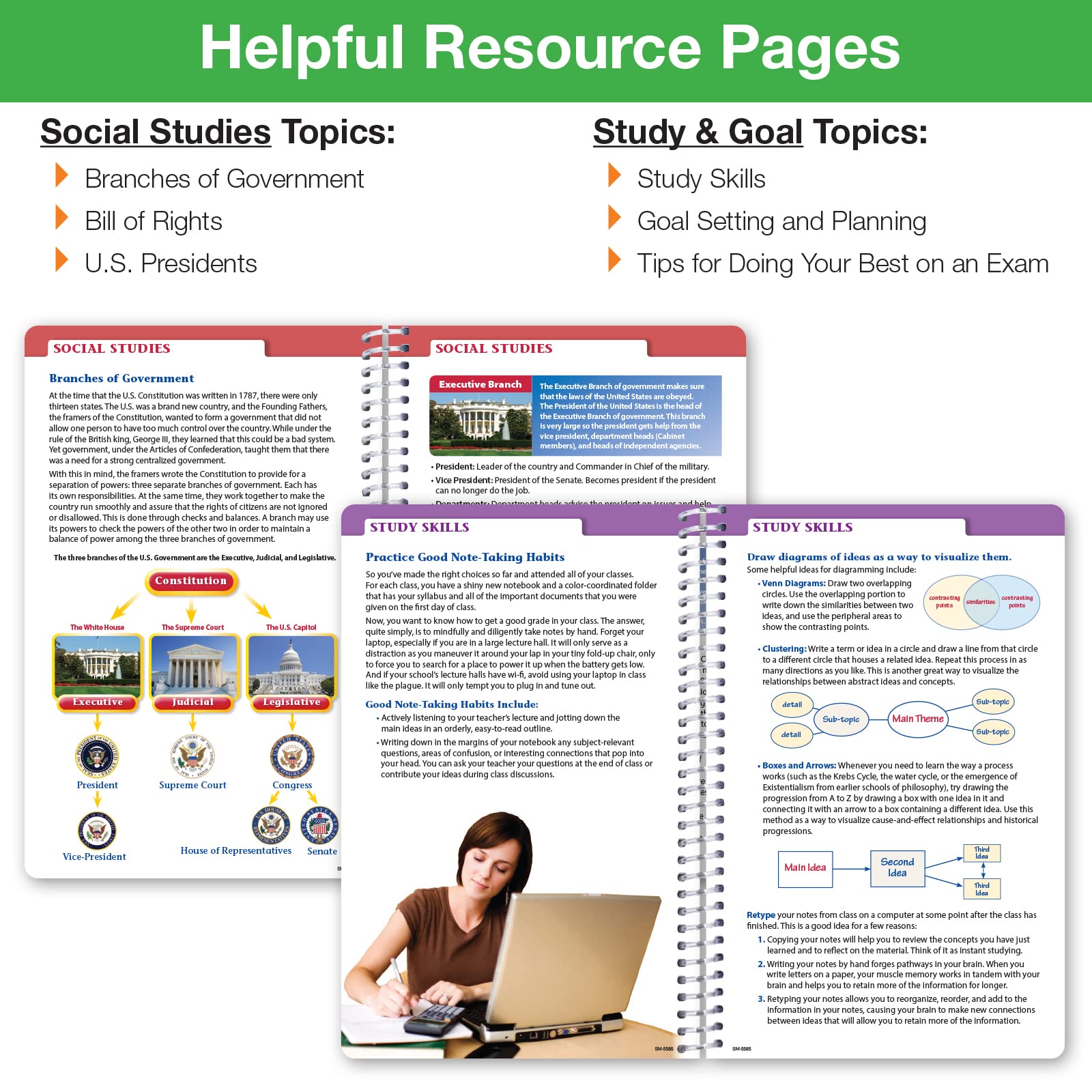 Global Datebooks Dated Middle School or High School Student Planner for Academic Year 2023-2024 Includes Ruler/Bookmark and Planning Stickers (Matrix Style - 5.5"x8.5" - Rainbow Gold Marble)