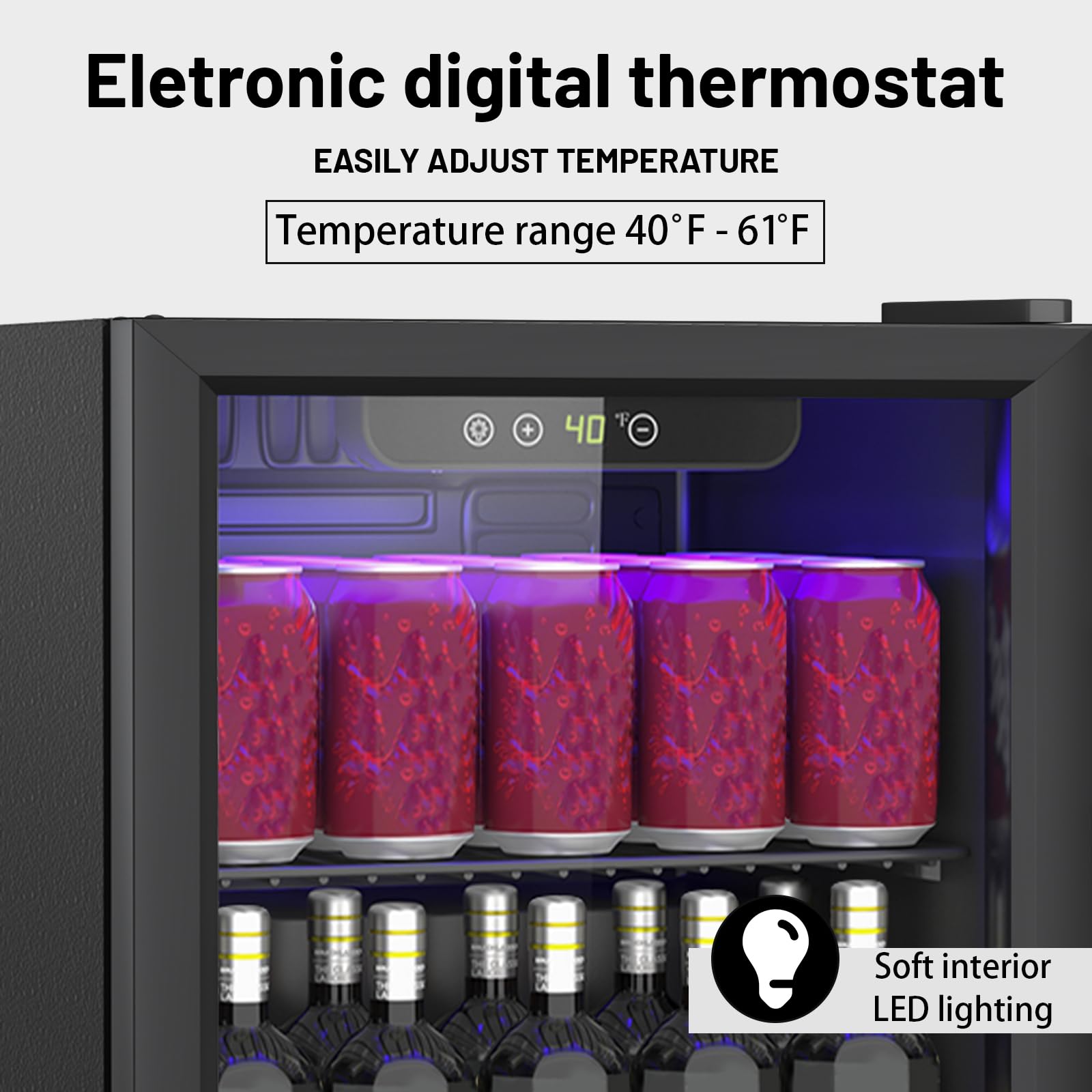 Portable Beverage Refrigerator, 20 Can/0.9 Cubic Feet Mini Fridge with Glass Front Door, Under Counter Compact Display Refrigerators with Adjustable Shelve, Freestanding Wine Cellars for Soda, Beer