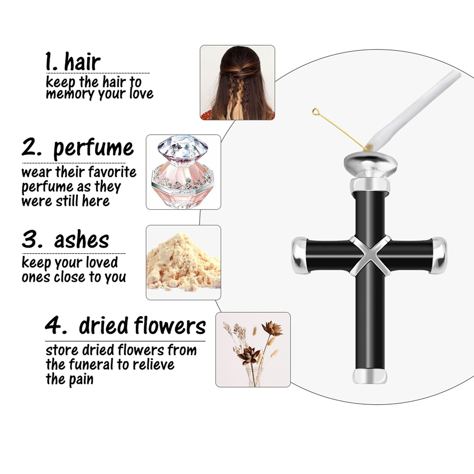 Dletay Cremation Jewelry for Ashes Urn Necklace Memorial Pendant Keepsake Jewelry(Black)