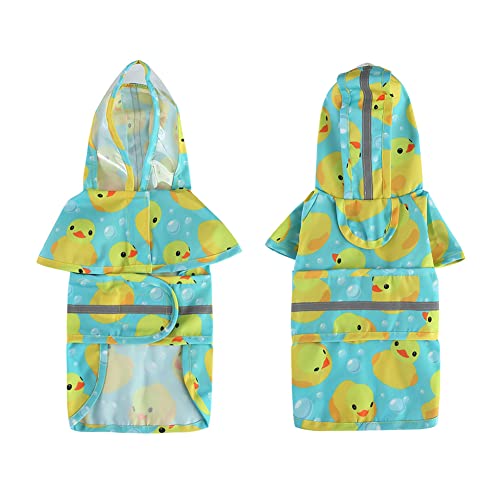 Lifeunion Dog Reflective Raincoat with Hood Harness Hole, Waterproof Slicker Poncho for Small Medium Dogs and Puppies (X-Large, Duck)