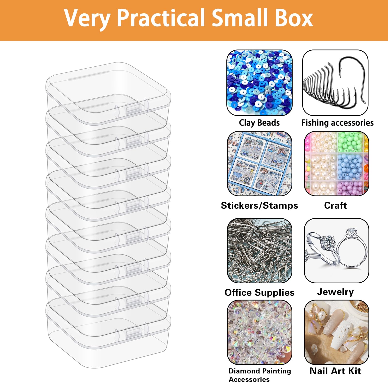 Mathtoxyz 36PCS Bead Organizer Box, Small Bead Organizers and Storage Containers Rectangle Bead Holder Plastic Cases for Clay Beads Bracelet Making DIY Jewelry Craft Nail