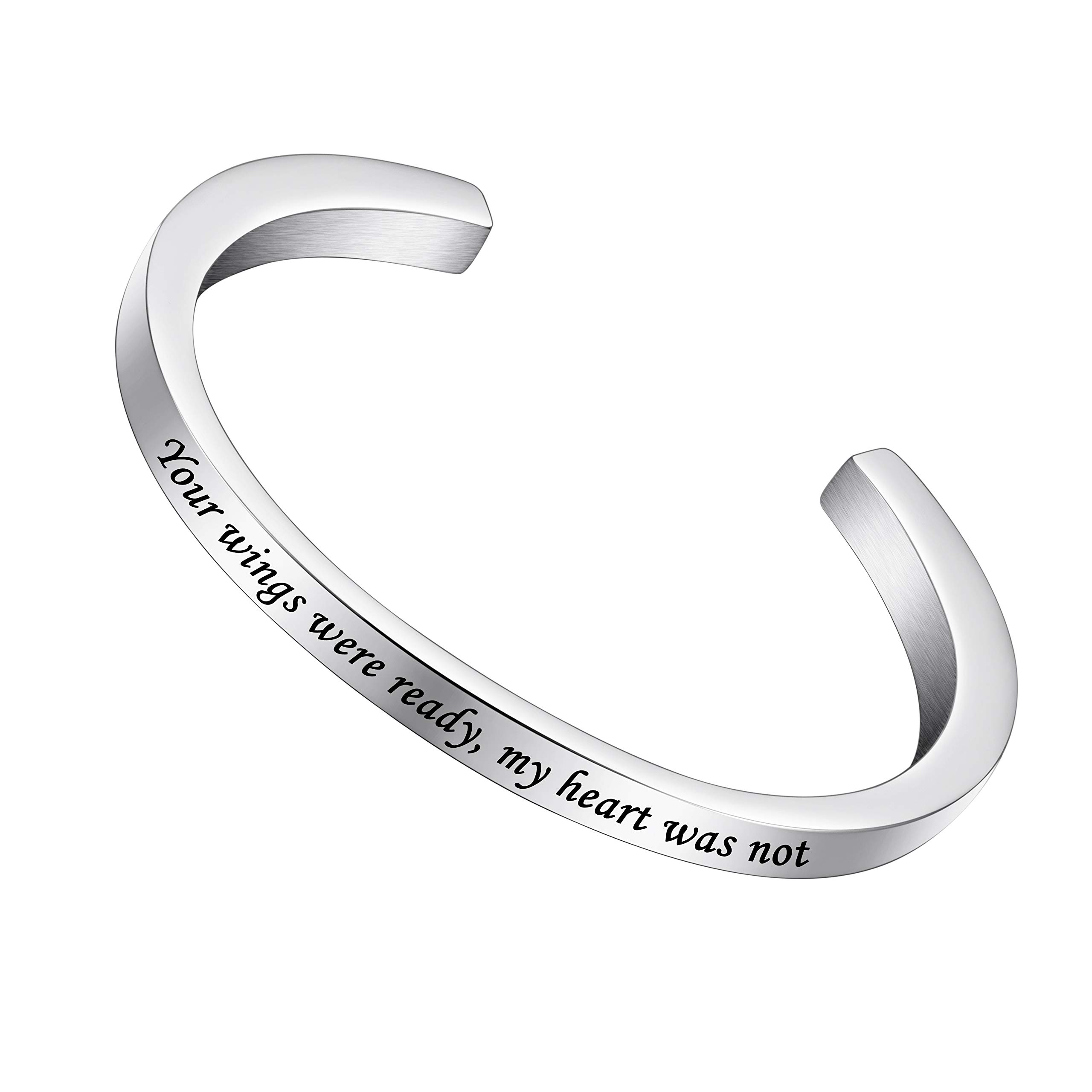 Dletay Urn Bracelet Cremation Bracelet for Ashes Memorial Ashes Bracelet Openable Cuff Bangle Bracelet-Your Wings Were Ready, My Heart Was Not