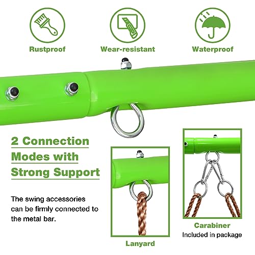 RedSwing Swing Seat for Kids Outdoor with 57-86" Rope, Kids Safety Playground Swing Seat Replacement, Belt Swing, Heavy Duty, with Large Swing Frame Set Backyard Swing and Seesaw, Green