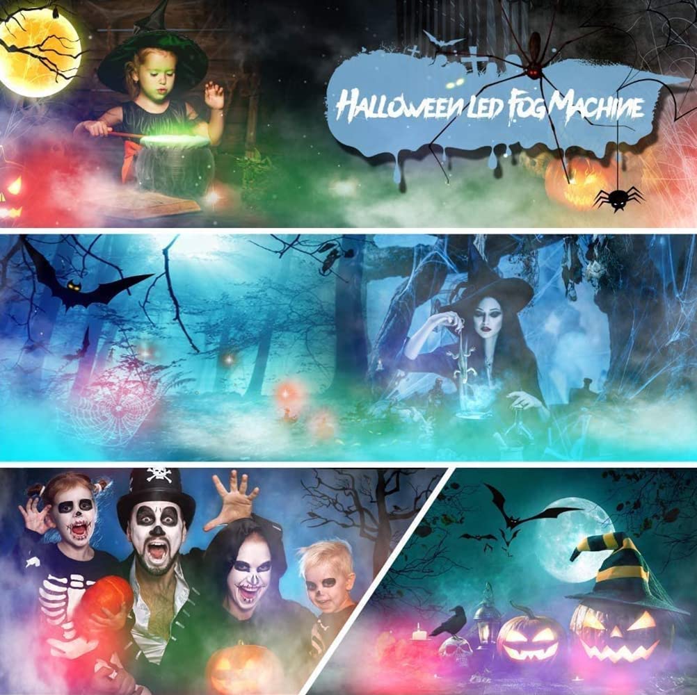 Fog Machine 500W Smoke Machine Controllable RGB LED Light and 2000 CFM Huge Fog with Wireless and Wired Remote Control for Halloween, Christmas, Wedding, Parties, DJ Performance, Stage Show