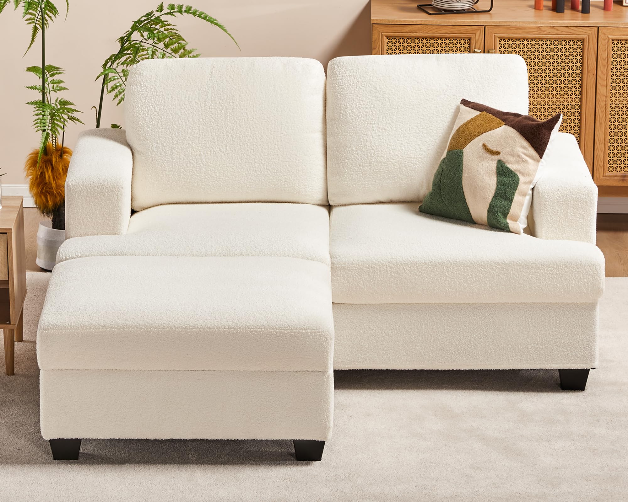 papababe Sofa, 3 Piece Set Modern Couches with Extra Deep Seats, Comfy Couches for Living Room, Bedroom and Office (Chenille, Beige)