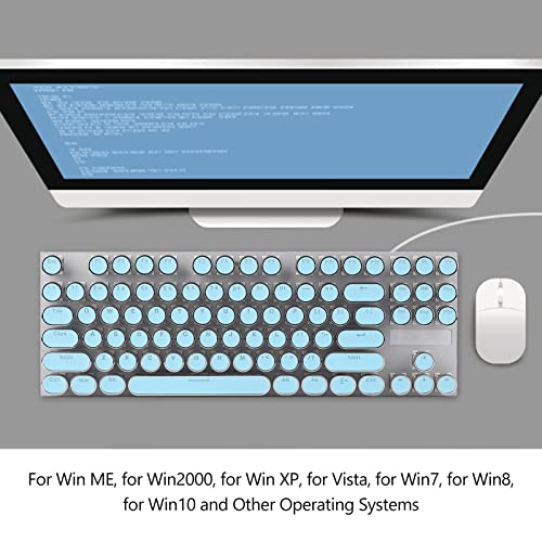 Mechanical Gaming Keyboard, Red Switch RGB Backlit Lighting 87 Keys USB Wired Gaming Keyboard for Win ME, for Win2000, for Win XP, for Vista, for Win7, for Win8, for Win10 (Blue Electroplating Punk)
