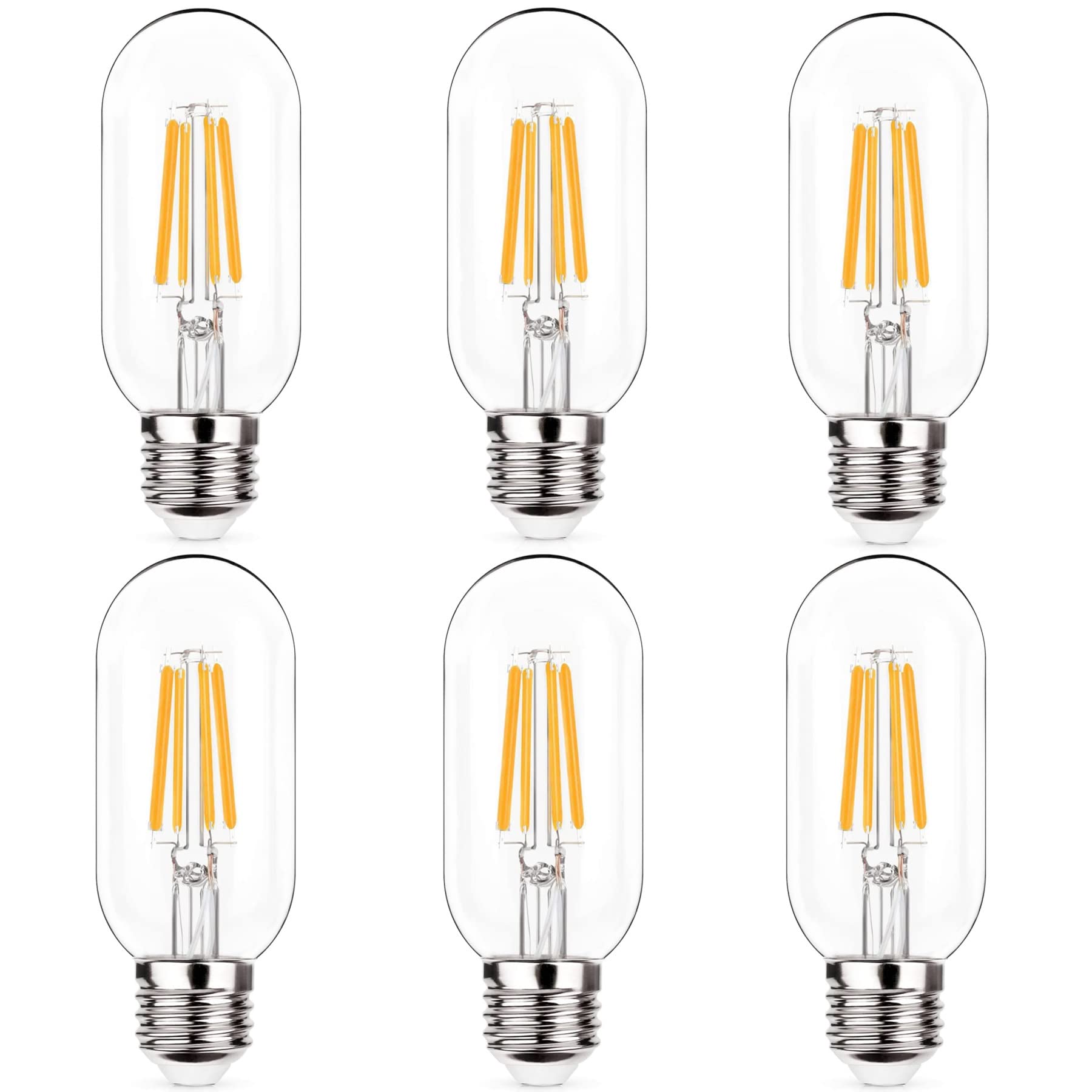 NOTOC E26 LED Light Bulb 4W,Equivalent 40W,E26 Tubular Light Bulb Non Dimmable 2700K Warm White,Antique Clear Edison Filament Bulb,Pack of 6