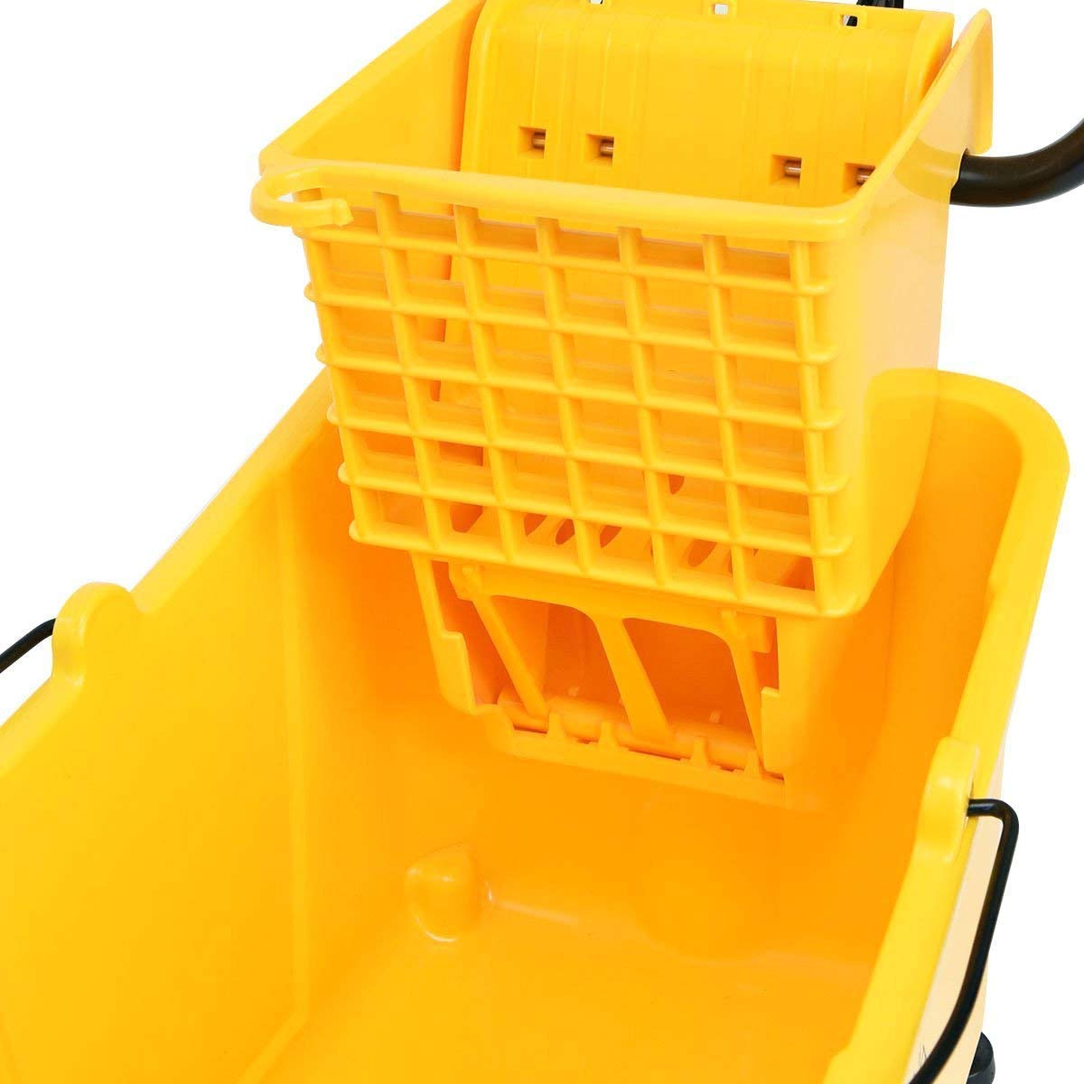 HOMGX Side Press Wringer Commercial Mop Bucket, 35 Qt Larger Capacity Cleaning Caddy with Wheels, Yellow