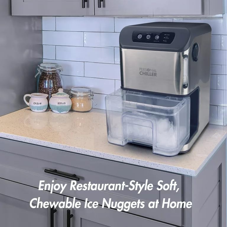 PERSONAL CHILLER Nugget Ice Maker Machine, 55lbs/24h Self-Cleaning Ice Machine, Chewable Ice Maker for Home Bar, Coffee Shop, Business