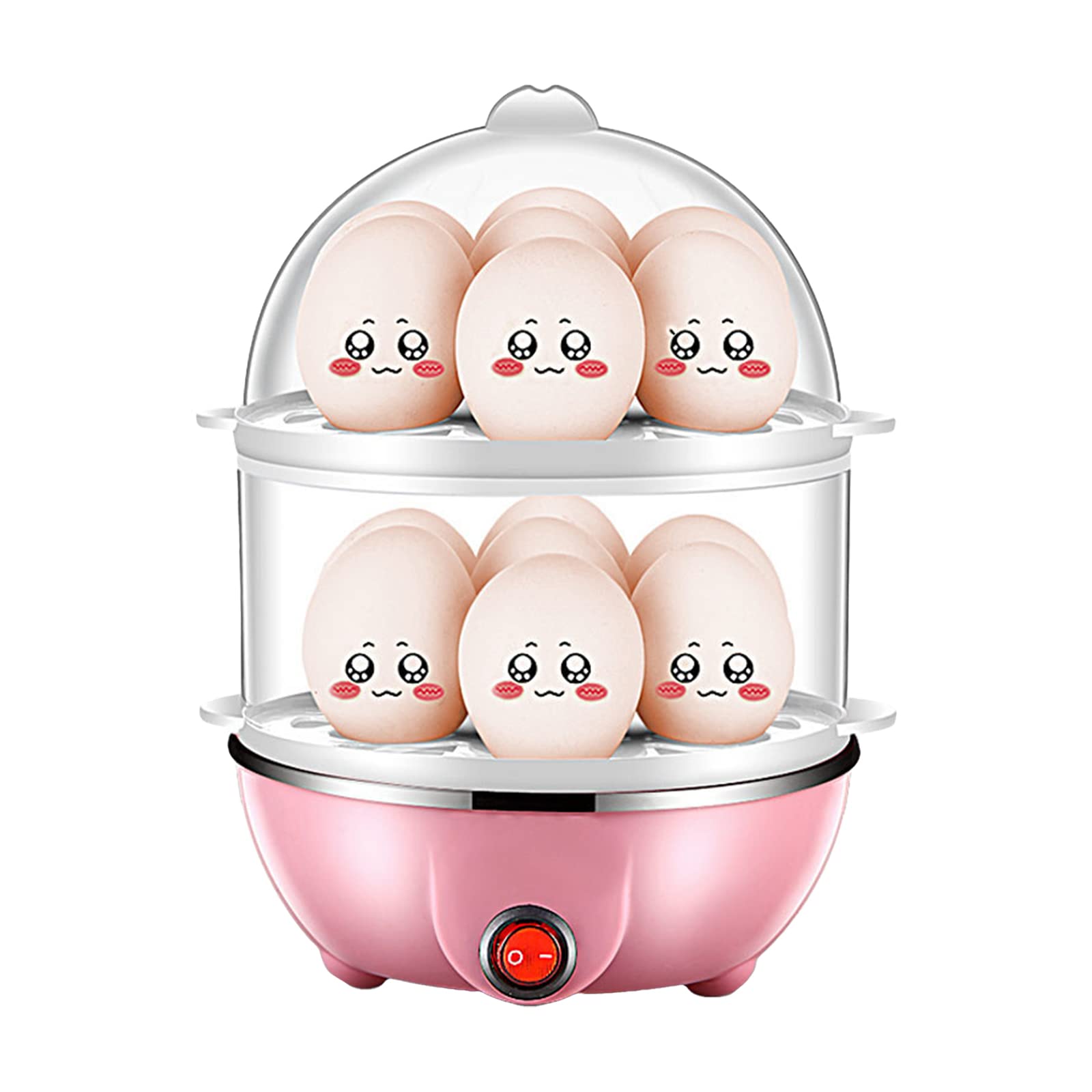 Egg Cooker, Decdeal Double Layer Egg Boiler 14 Egg Capacity, Hard Boiled Egg Cooker Anti-dry Electric Food Steamer with 40mL Measuring Cup
