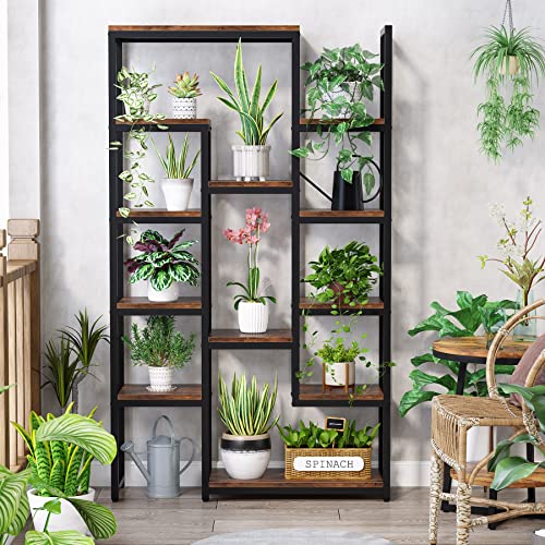LITTLE TREE 70.9” Tall Bookshelf Industrial Bookcase for Living Room Home Office,Brown
