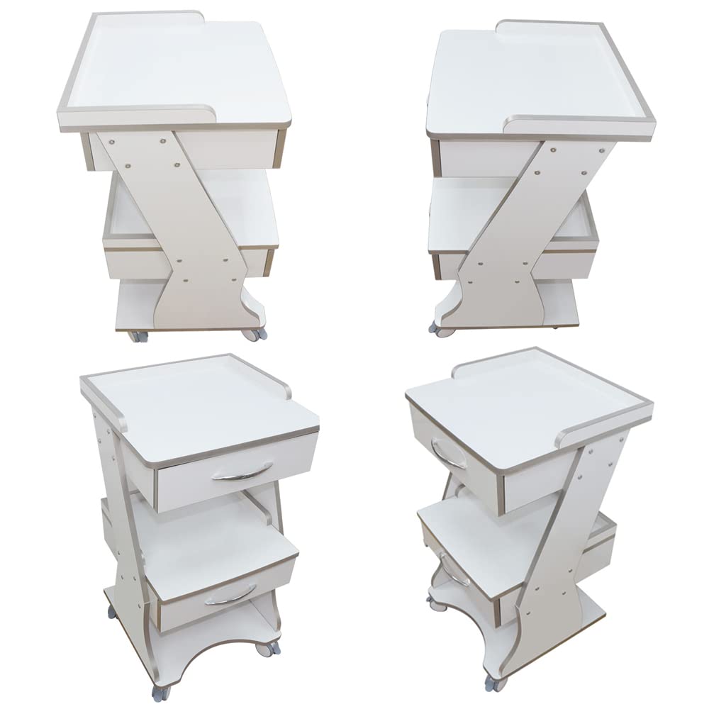 Mobile Cart Built-in Socket Me-dical Den-tist Cart Multi-Function 3 Layers Tray Roller Trolley with a Water Bottle Lab Instrument Tray Rolling Cart for De-ntal Lab (Ship from USA)