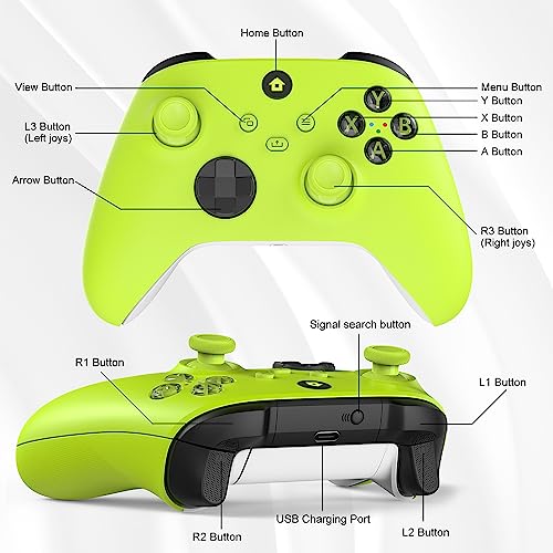 W&O Wireless Controller Compatible With Xbox One, Xbox Series X/S, Xbox One X/S、PC with 2.4GHZ Wireless Adapter Gamepad (Electric Volt)
