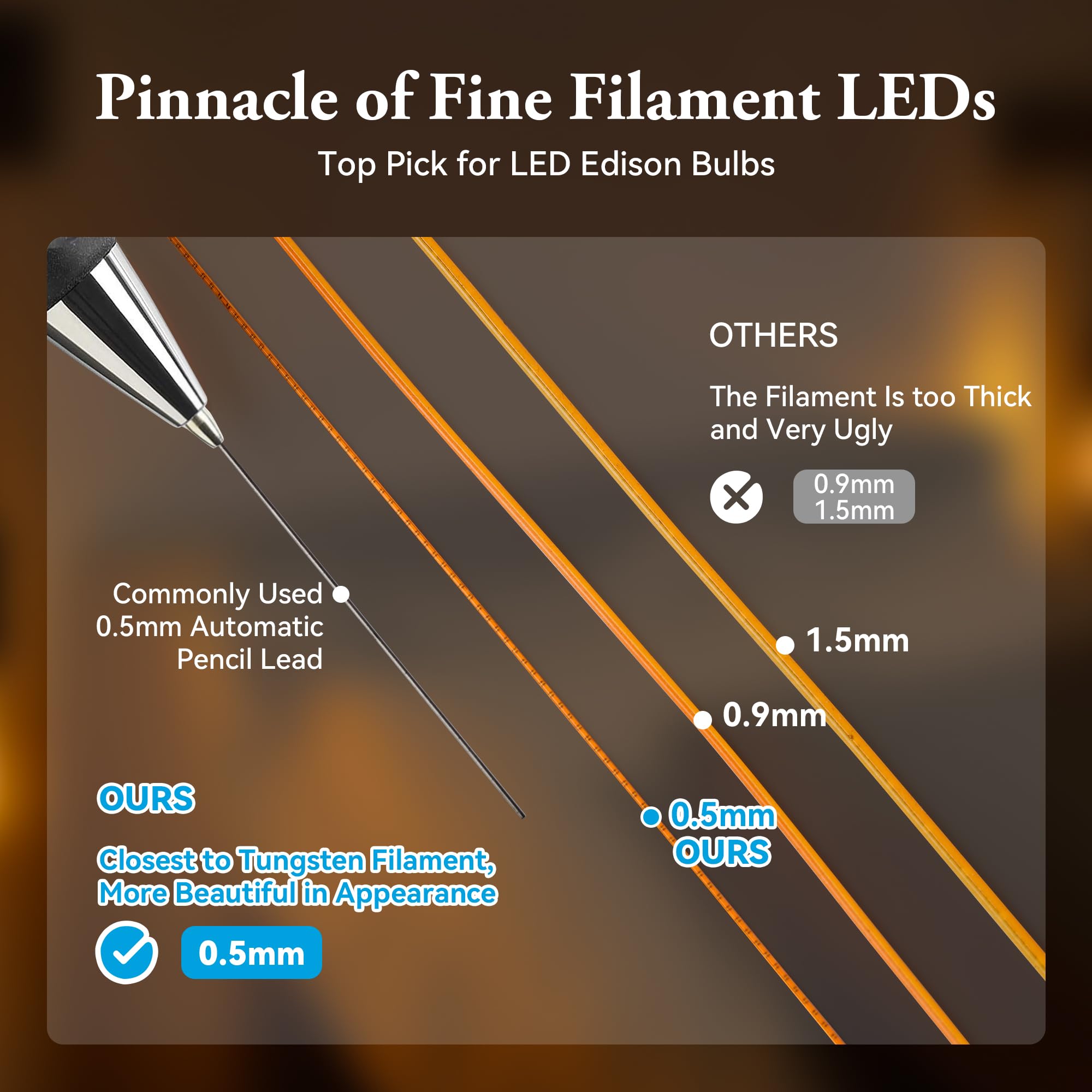 LED Edison Bulb Equal 25w Vintage Amber Light Bulbs 2000K Soft Yellow Light LED Bulbs, Super-Thin Spiral Filament Incandescent Warm Light Amber Bulbs, Dimmable E26 Base Night Light Bulbs 4W, 3 Pack