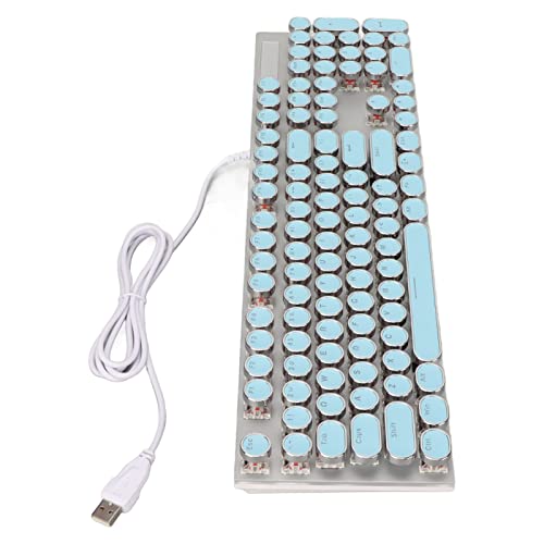 Mechanical Keyboard, 104 Keys RGB Backlight Typewriter Style Keyboard Red Switch Retro Round Keycaps Ergonomic Gaming Keyboard for PC(Blue)