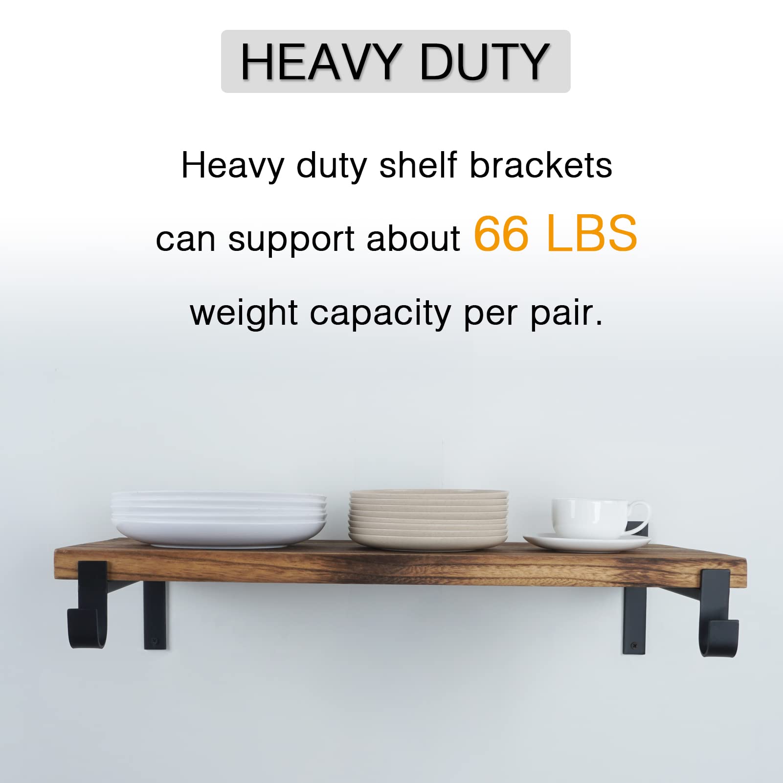 OVOV Shelf Bracket with Rod Holder 2 Pack Closet Shelf & Rod Brackets 13 Inch Black Heavy Duty Closet Rod Bracket