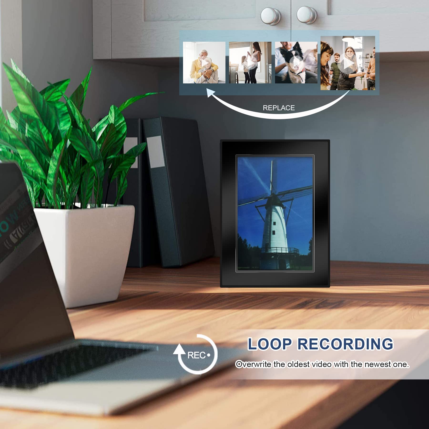 Hidden Camera Photo Frame, 1080P Indoor Mini Spy Surveillance Camera with Motion Detection, No WiFi Needed Nanny Cam for Home and Office