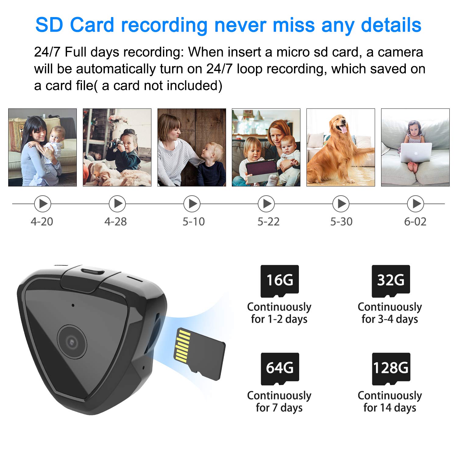 Hidden Camera Spy Camera WiFi Spy Camera Wireless Mini Spy Camera Nanny Cam Indoor Hidden Spy Camera with Motion Detection Night Vision Real Time Record (Black)