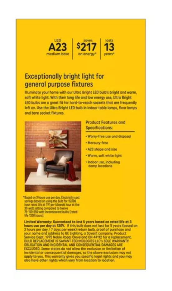 Plump GE Ultra Bright LED 3-Way Light Bulb, 75/150/250 watt Replacement, Soft White, 1100/2310/3900 lumens, exceptionally Bright, Portly LED A23, Frost Finish