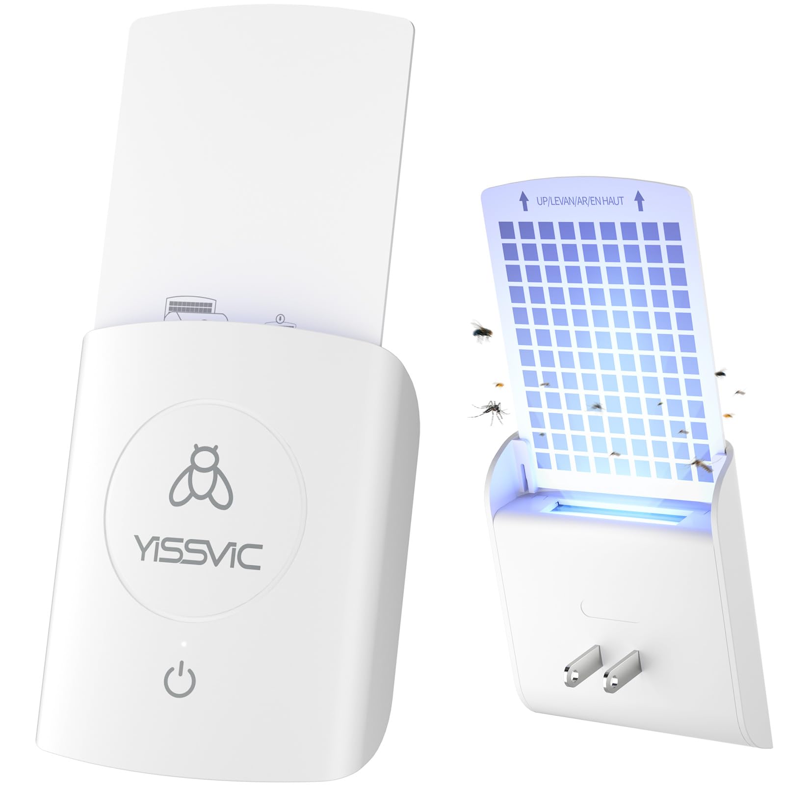 YISSVIC Flying Insect Trap Plug-in Mosquito Killer Indoor Gnat Moth Catcher Fly Tapper with UV Attractant Night Light Catcher for Home Office White