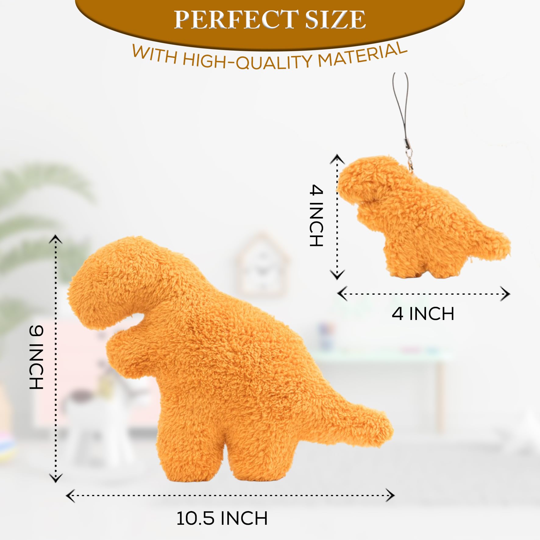 Max Kindly Stegosaurus Dino Nugget Pillow Set – Mini 9.5-Inch Dinosaur Chicken Nugget Pillow & 4-Inch Dinosaur Backpack Pull or Keychain – Ultra Soft Plush for Gifts, Decor, and Dino-Themed Parties