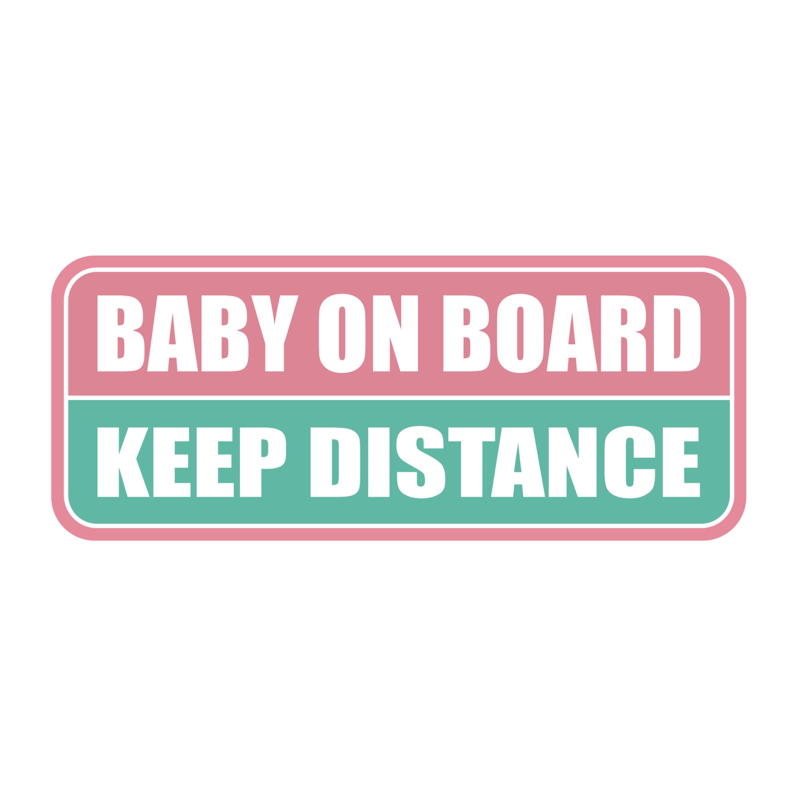 GEEKBEAR Baby on Board Car Magnet - Colorful, Reflective, Weather-Resistant - Rectangular 8.7 x 3.5 in (Light Pink/Turquoise)