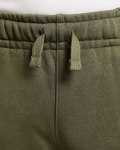 Nike Sportswear Club + HBR Fleece Shorts (Big Kids) (Medium, Medium Olive/Total Orange/White)